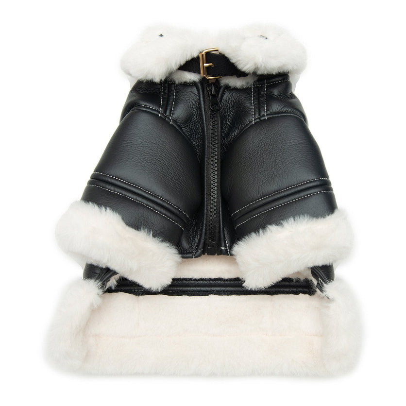 Bentley Shearling Jacket | Aviator Style Dog Coat with Shearling Lining